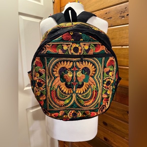 Hand Crafted | Bags | Nwt Thai Backpack Hmong Tribal Bird Embroidered ...